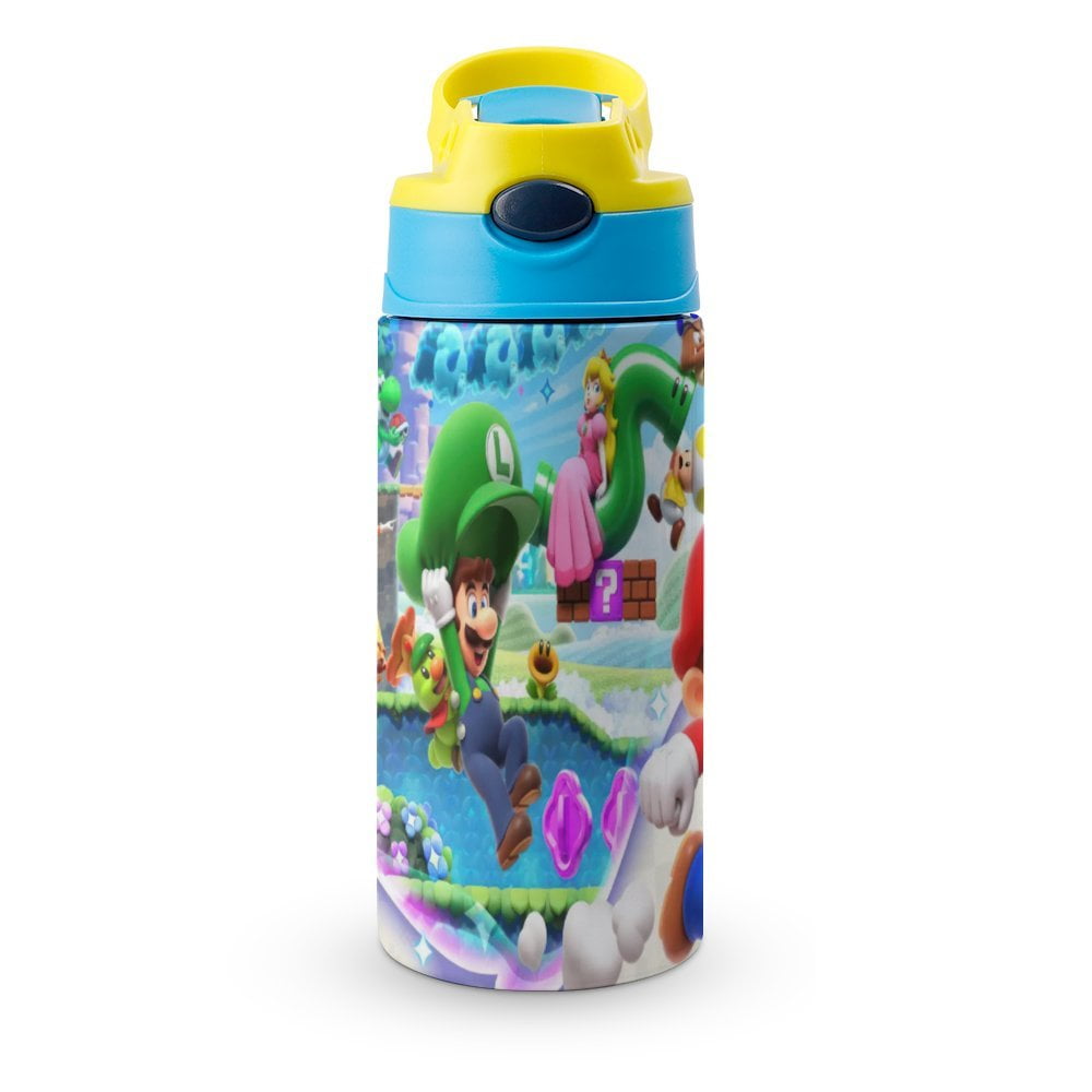 Kids Insulated Water Bottle - Mario 16.9 Oz Stainless Steel Travel ...
