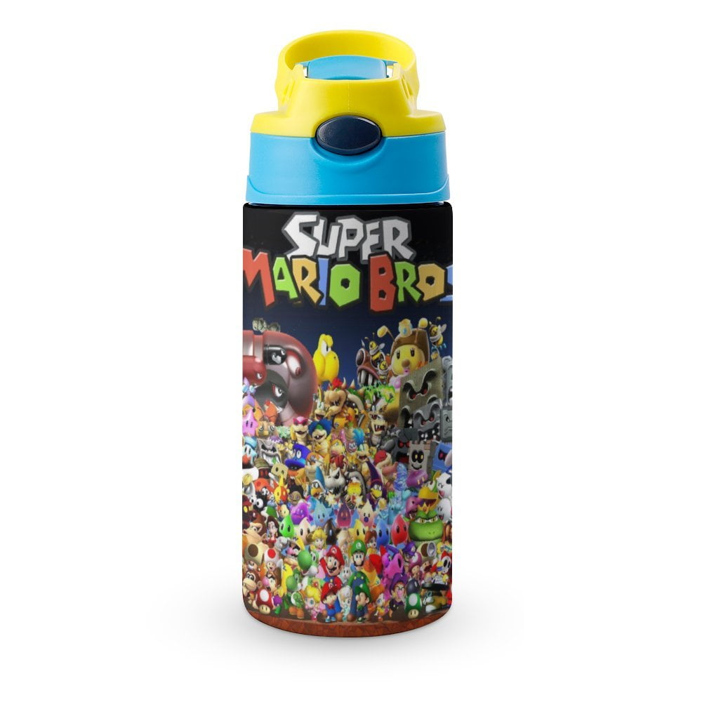 Kids Insulated Water Bottle - Mario 16.9 Oz Stainless Steel Travel ...