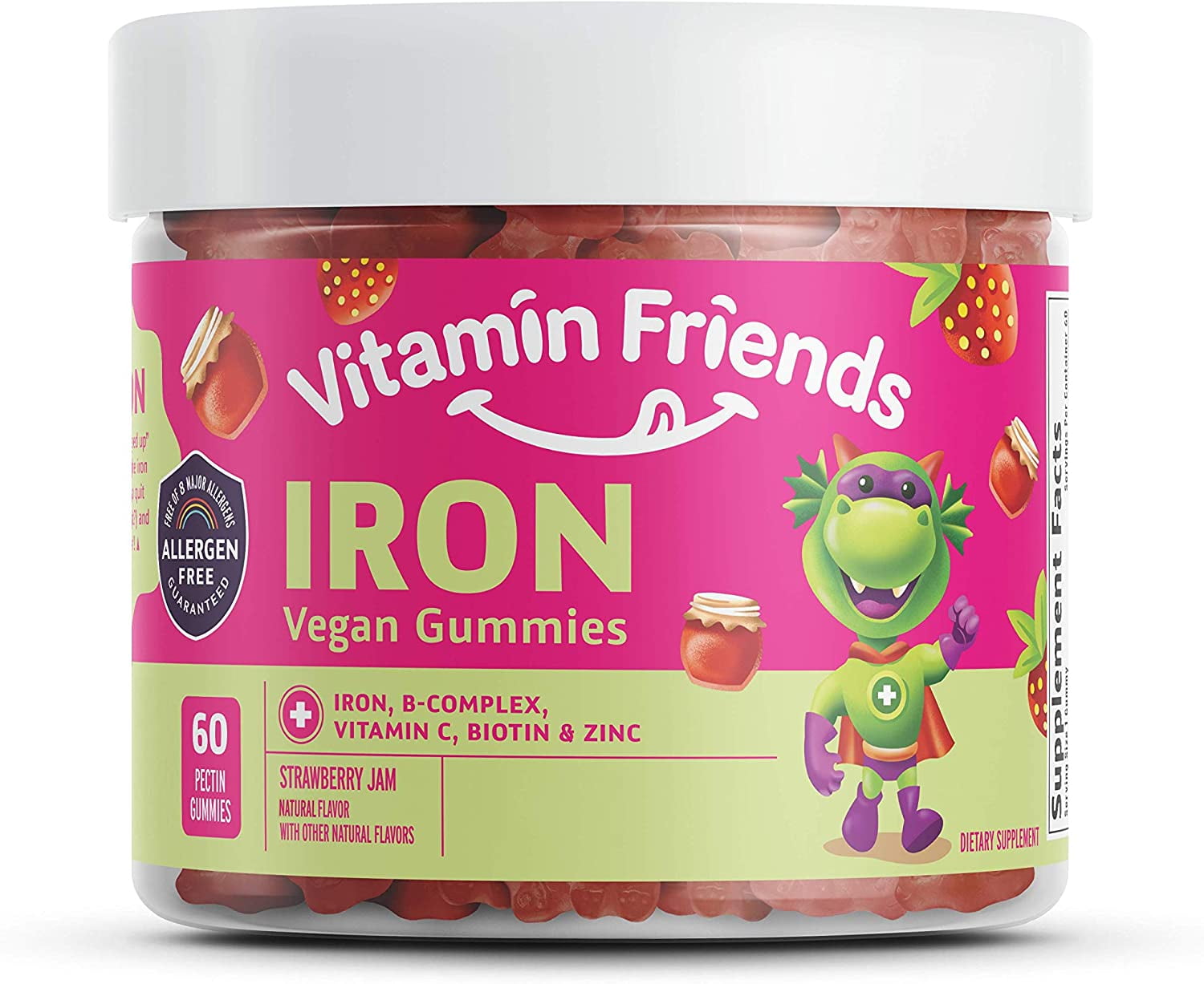 Kids Iron Immunity Vitamins - Vegan Gummies for Children, Strawberry ...