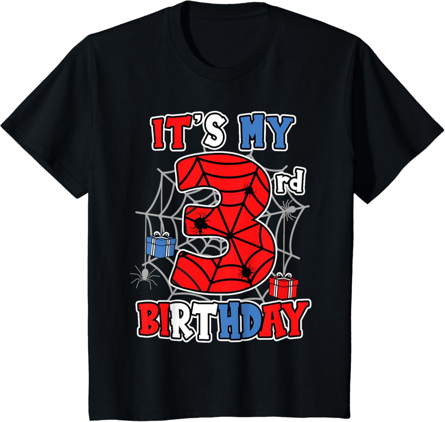 Kids It's My 3rd Birthday Spider Theme Party 3 Year Old Boys Kids T ...
