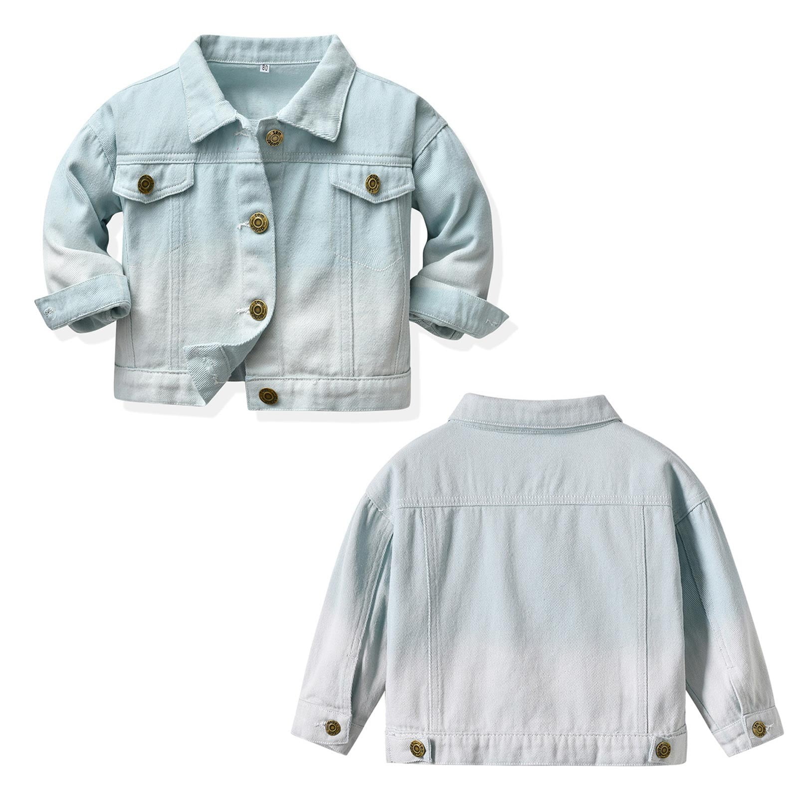 Kids Jacket Long Sleeve Girls Jean Jacket Button Down Jacket Coat ...