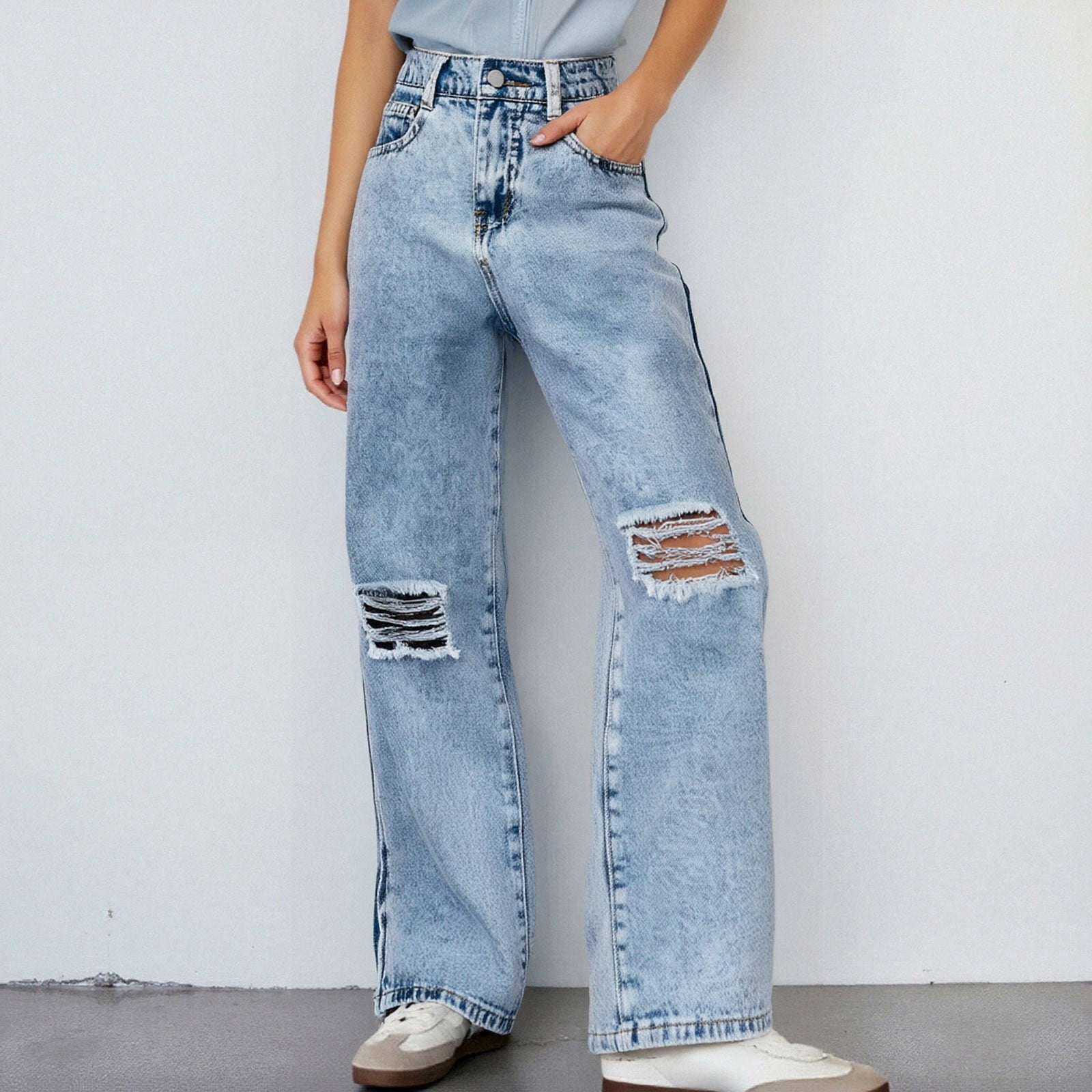 Kids Jean for Girls Ripped Jeans Girls Straight Leg Jeans Wide Leg ...