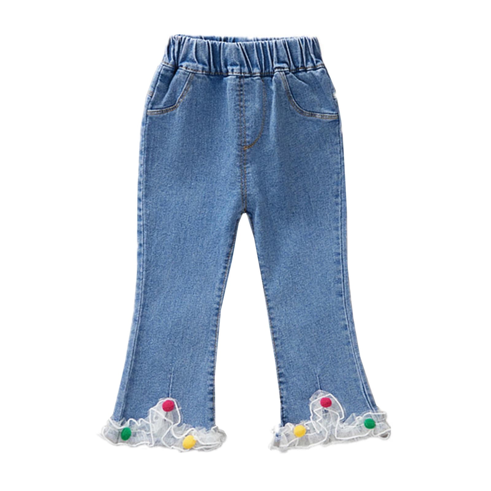 Kids Jeans Girls Bell Bottoms for Girls Embroidered Jeans High Waisted ...