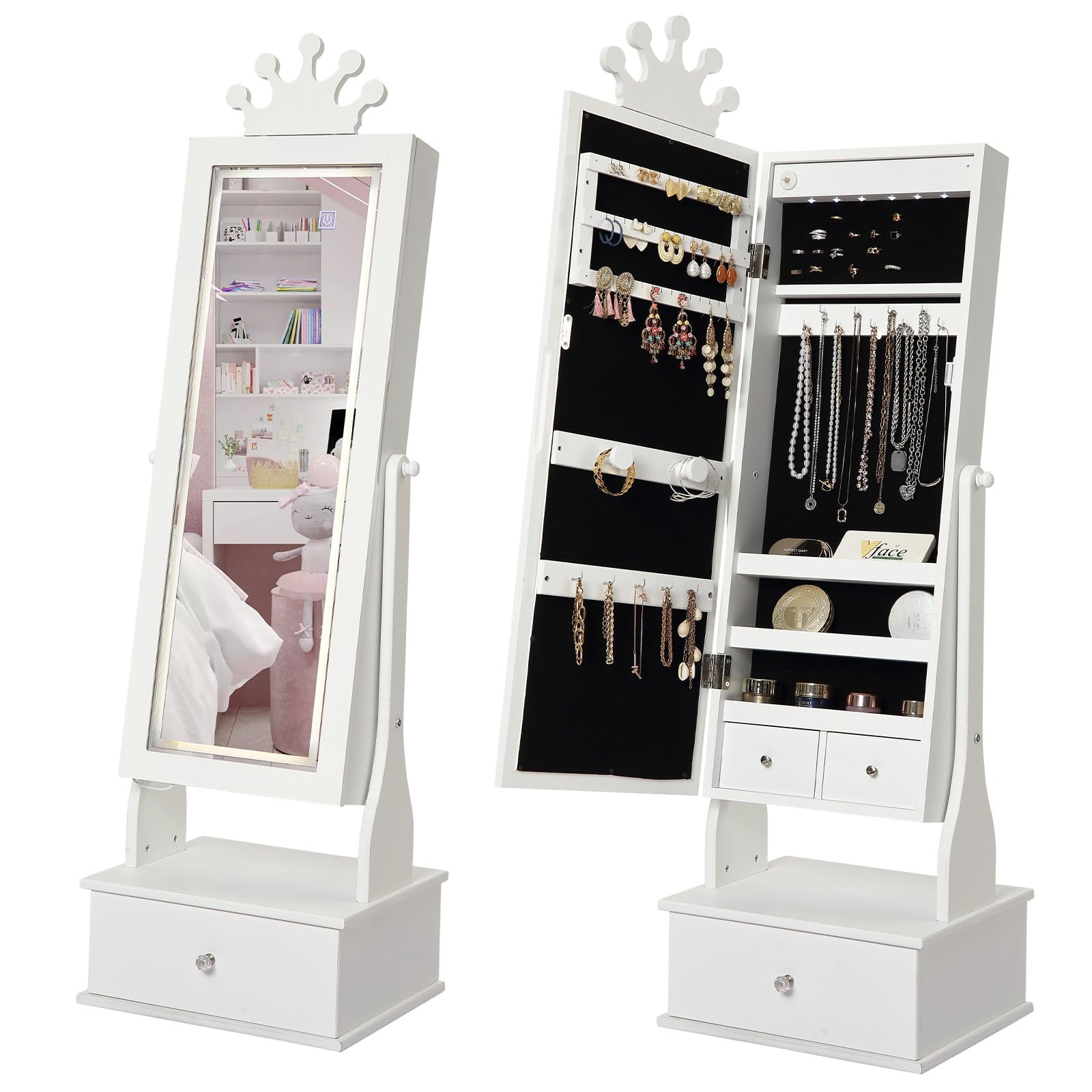Kids Jewelry Armoire Cabinet, Full-Length Mirror for Girls, Standing ...