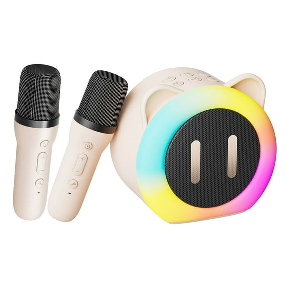 Karaoke Microphone Machine for , Mini Portable Speaker with 2 Mics ...