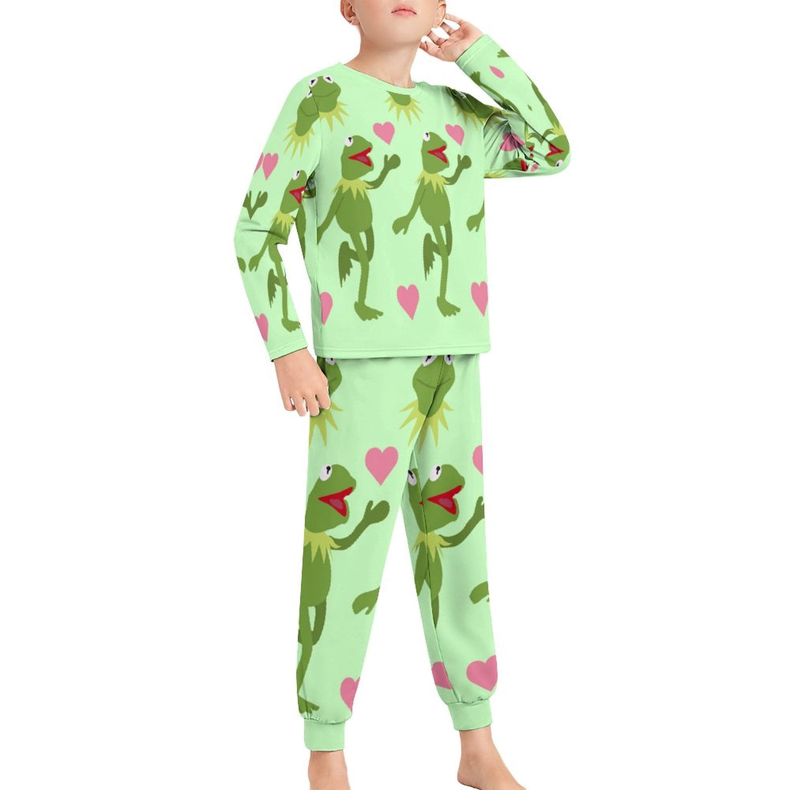 Kids Ker-mit The Fro Pajamas Set Long Sleeve Shirt with Pants Sleepwear ...