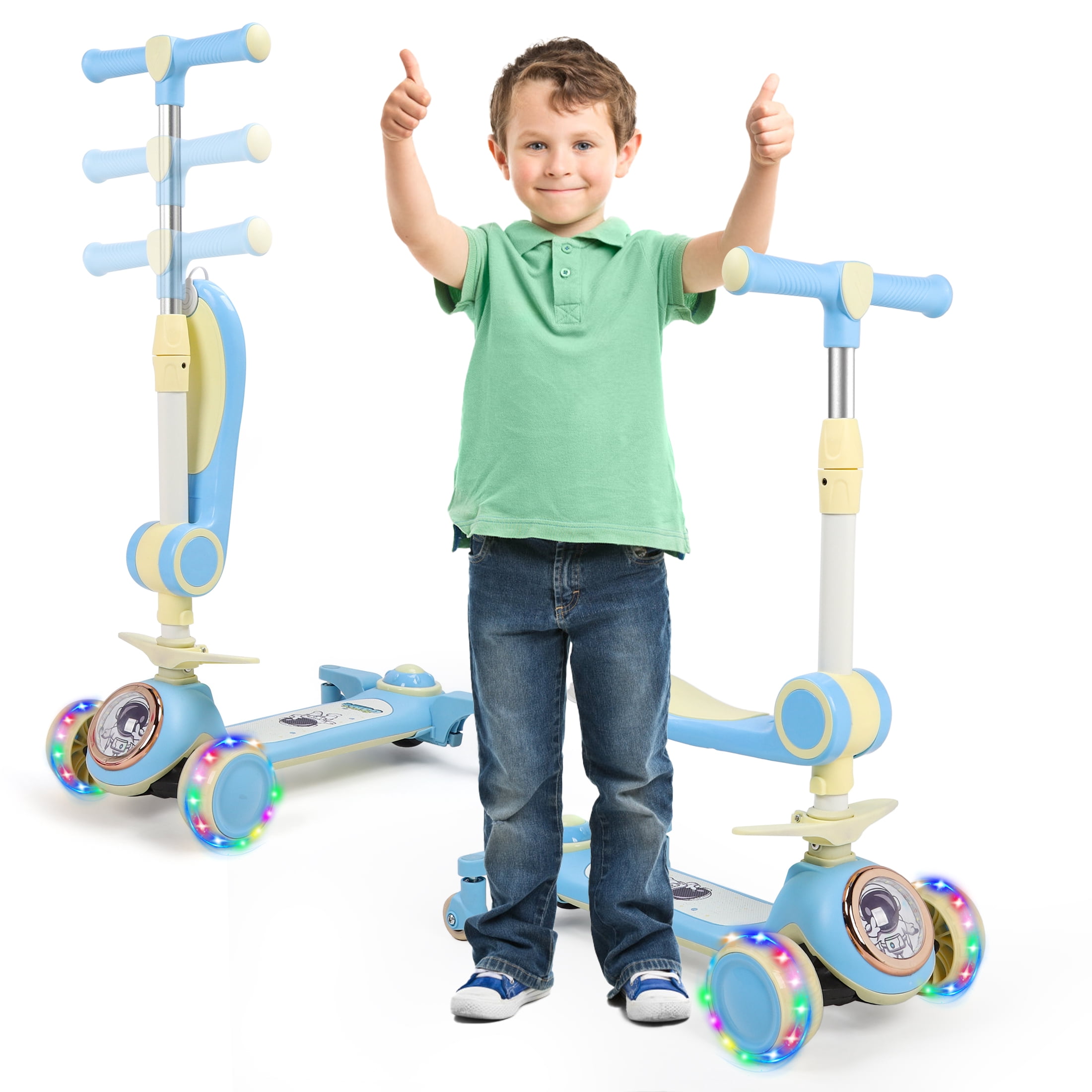 Kids Kick Scooter With 3 Light Up Wheels, Toddler Scooter With ...