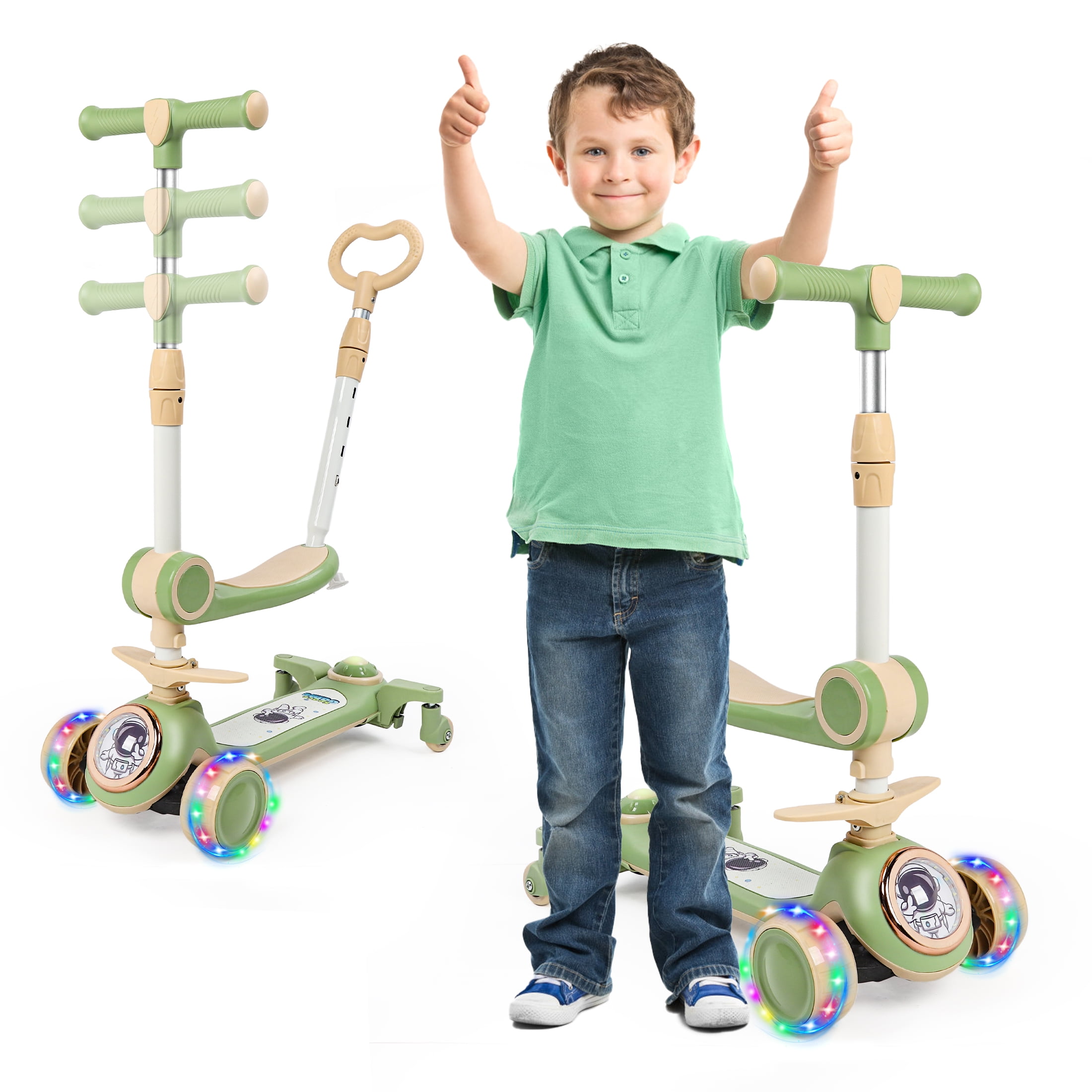 Kids Kick Scooter With 3 Light Up Wheels, Toddler Scooter With ...