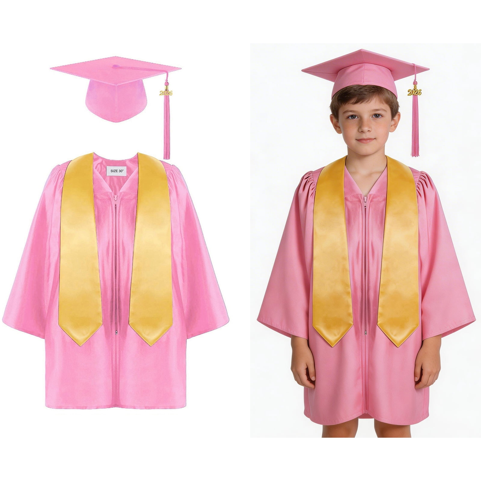 Kids Kindergarten Graduation Gowns for Kids with Cap Pink Cap and Gown ...