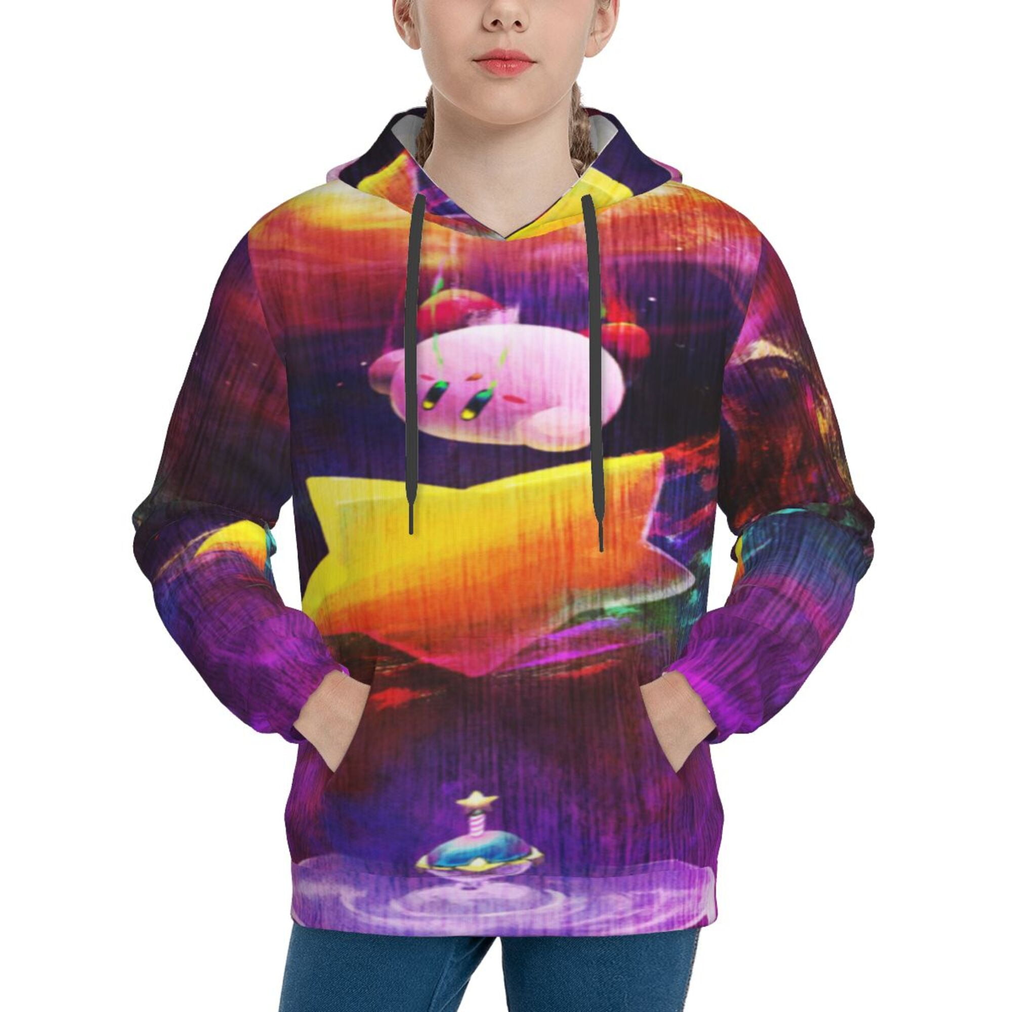 Kids Kirby Pullover Hoodie With Pocket 3d Printed Novelty Anime Hooded ...