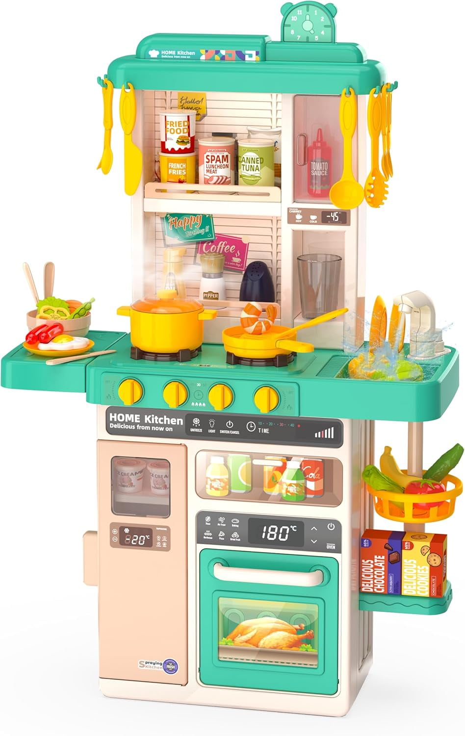 Kids Kitchen Play Set，Interactive Kids Kitchen Play Set with 50Pcs of ...