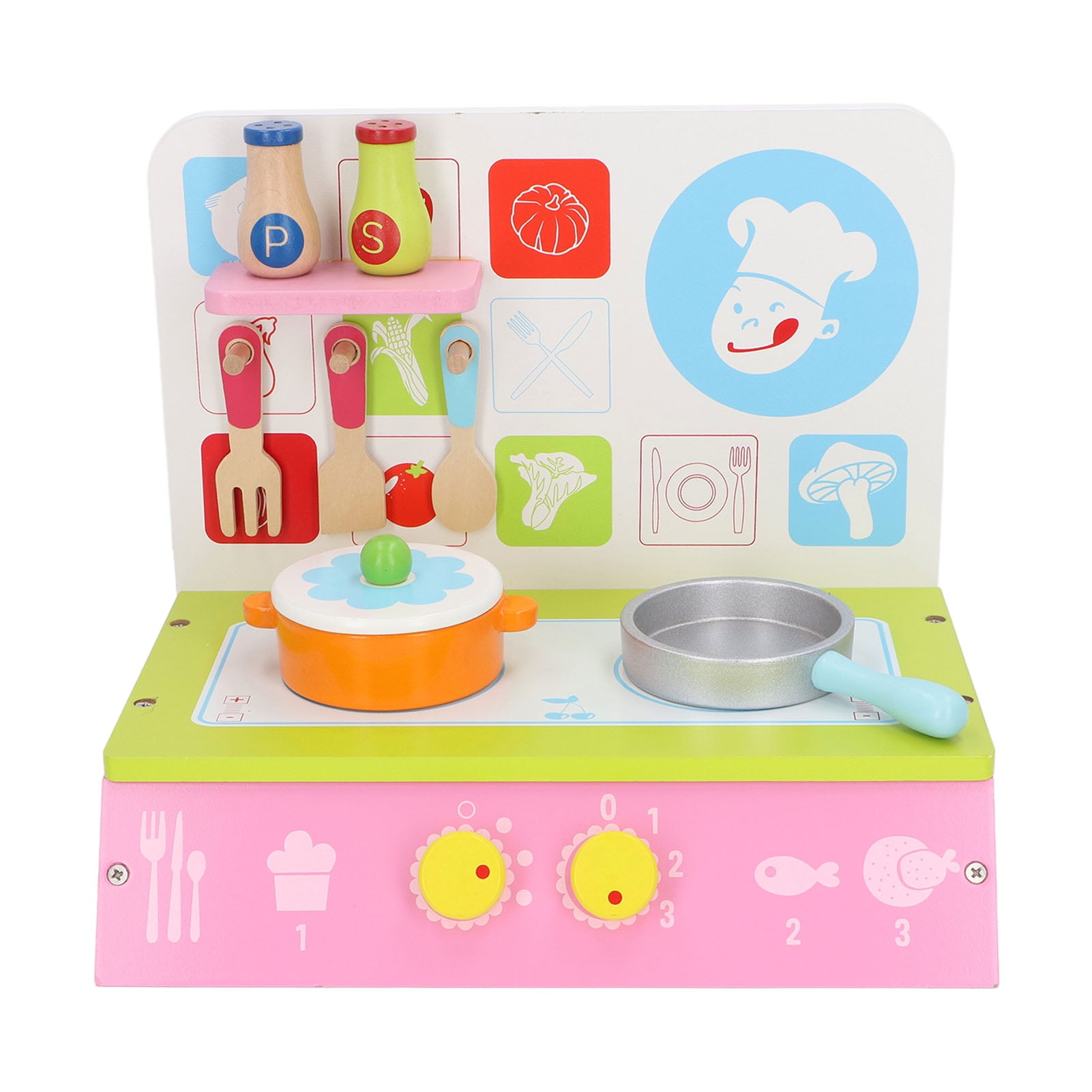 Kids Kitchen Playset Cooking Stove Utensils Safe Wood Pretend Play ...