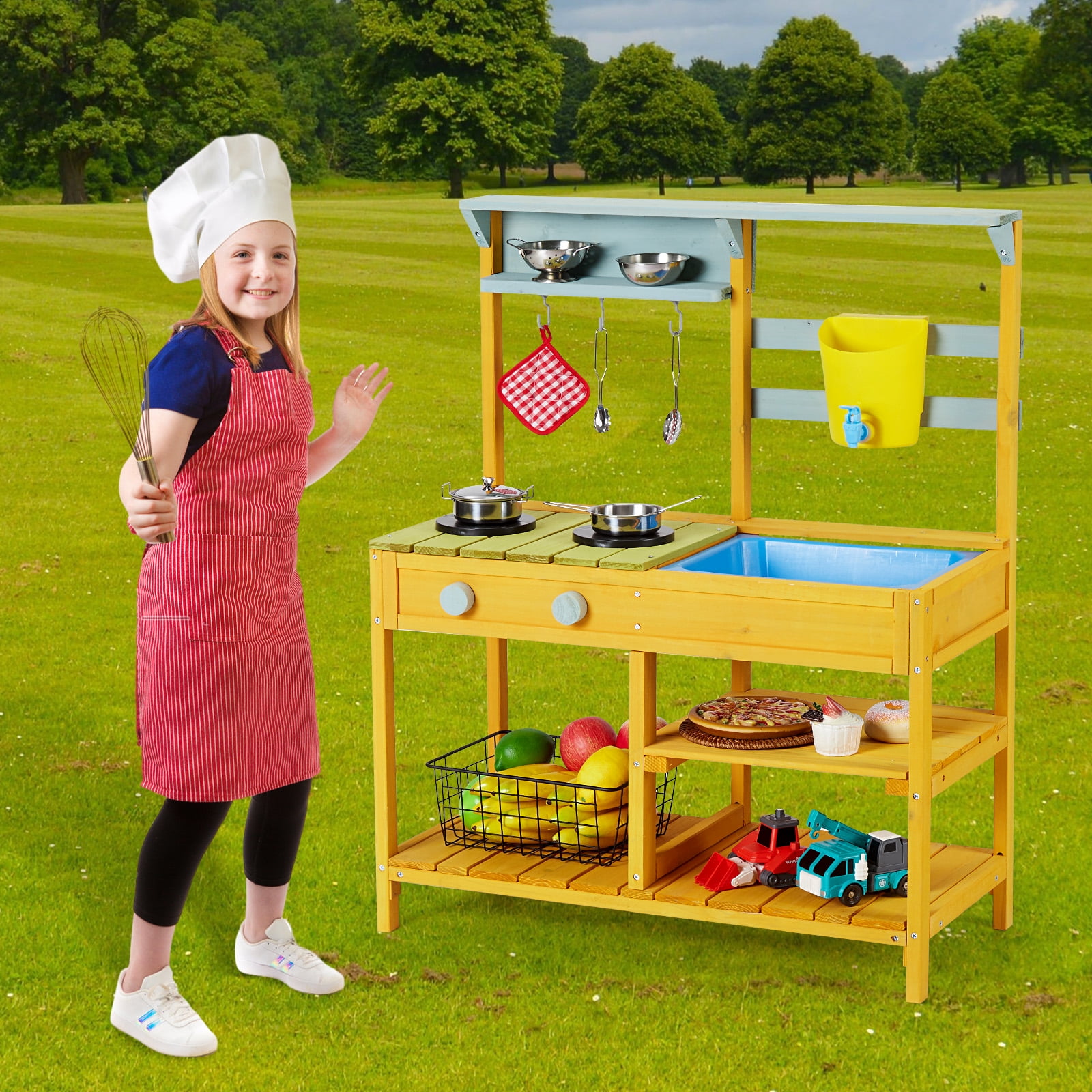 Kids Kitchen Playset,Indoor/Outdoor Kitchenette,Interactive Play with ...