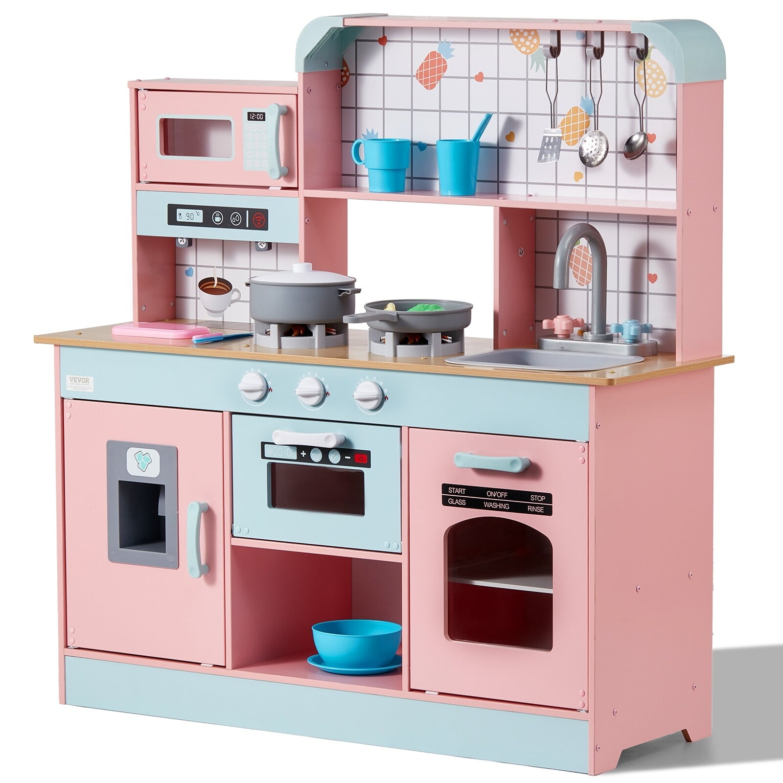 Kids Kitchen Playset Play Kitchen for Kids Corner Wooden Play Kitchen ...