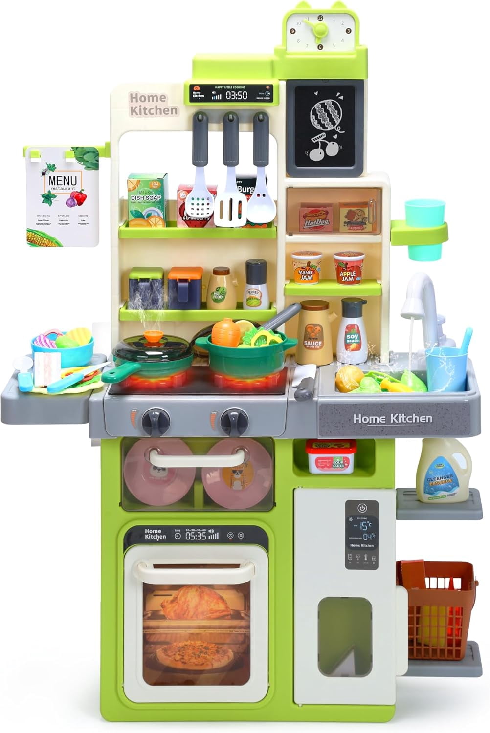 Kids Kitchen Playset, Pretend Play Kitchen with Sounds and Lights ...