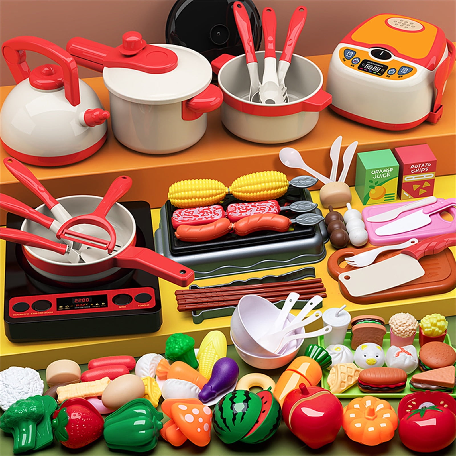 Kids Kitchen Playset – Pretend Play Toy with Cutting Vegetables ...