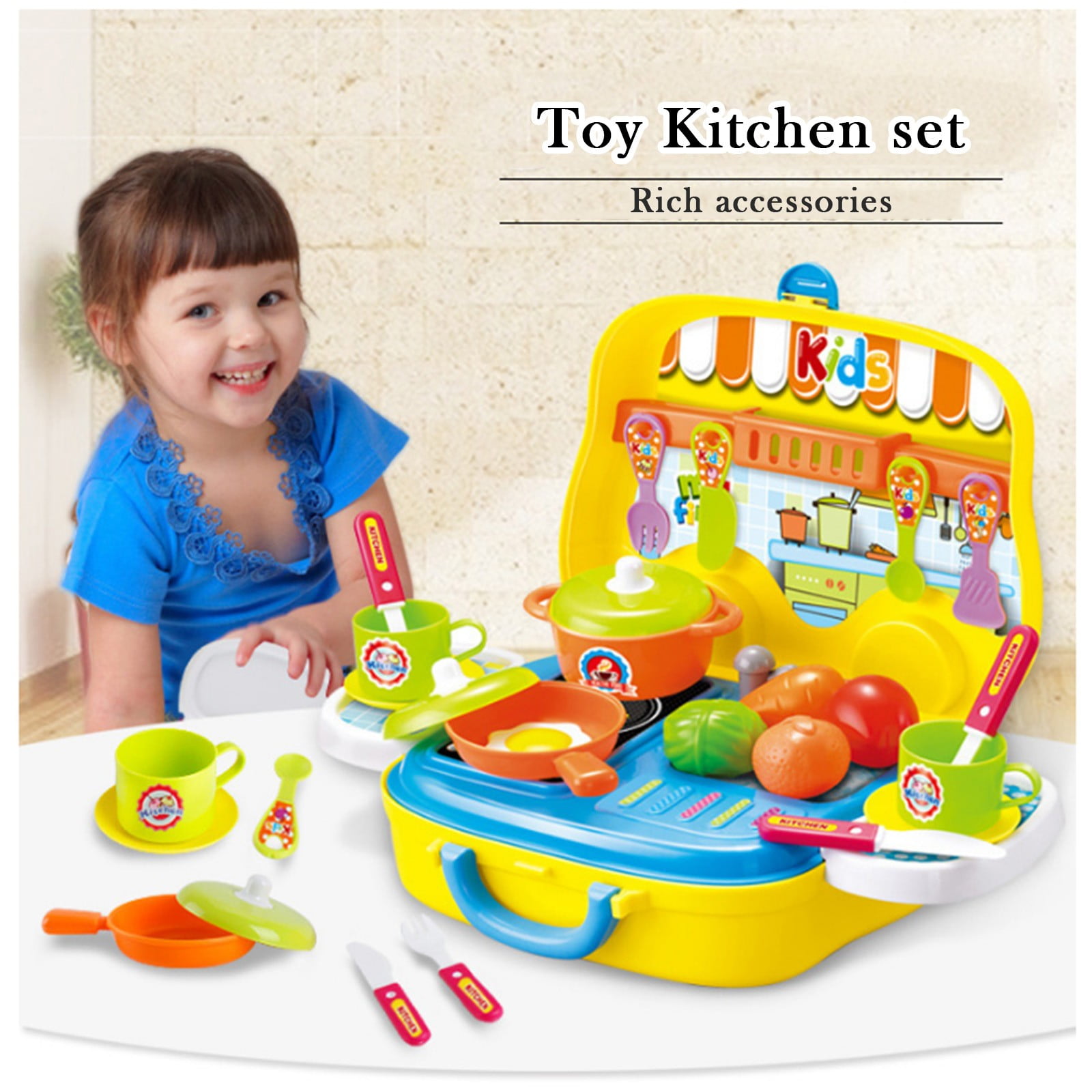 Kids Kitchen Playset, Pretend Play Toy Kitchen Set for Toddlers 3 4 5 ...
