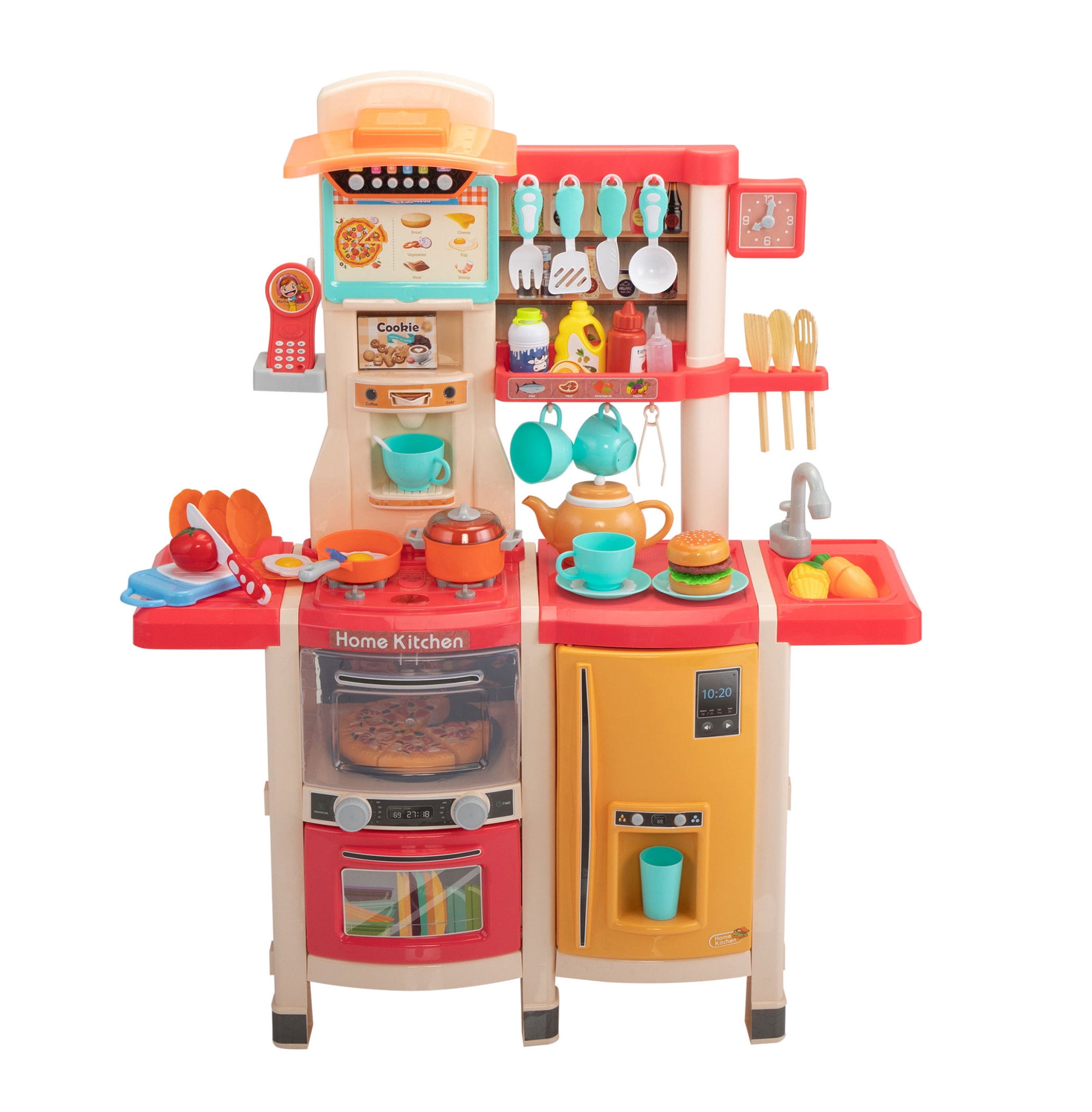 Kids Kitchen Playset Toys - Pink, 65 Accessories, Realistic Cooking ...