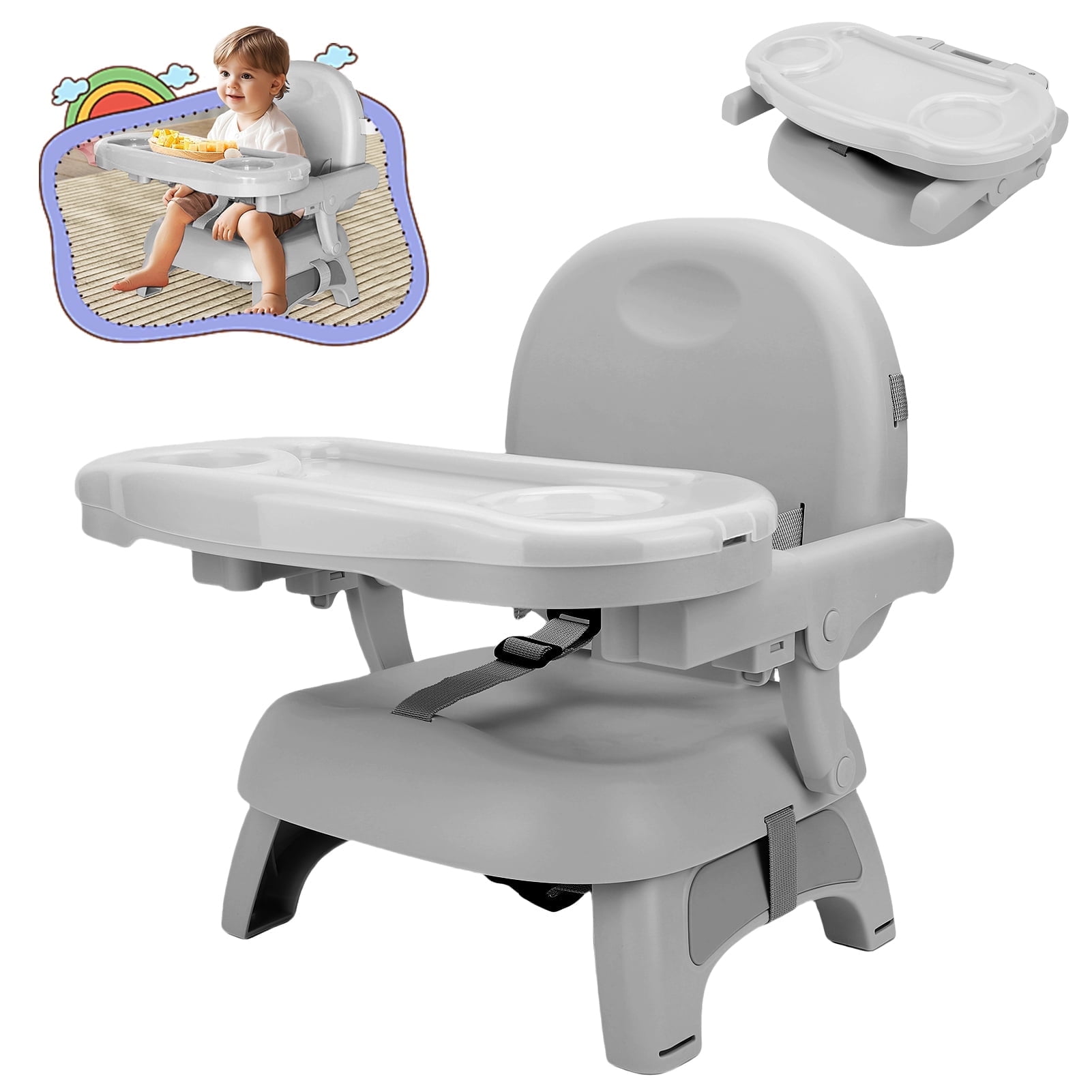 Auwogo Baby Portable Booster Seat Adjustable Folding Toddler Feeding ...