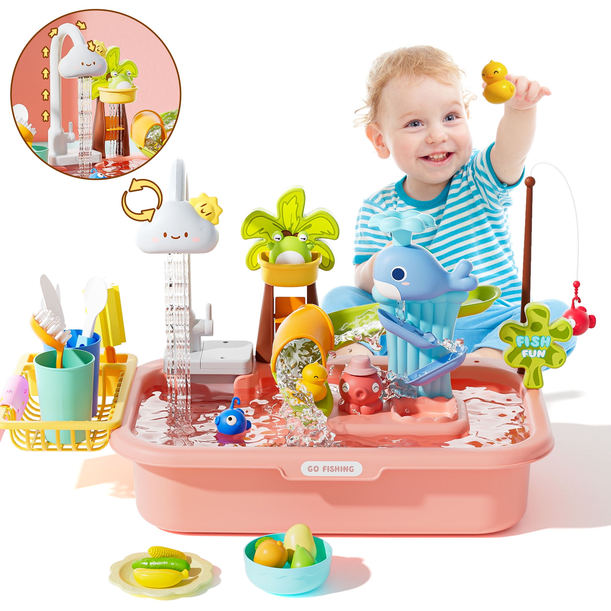 Kids Kitchen Sink Toys, Children Electric Dishwasher Playing Set ...
