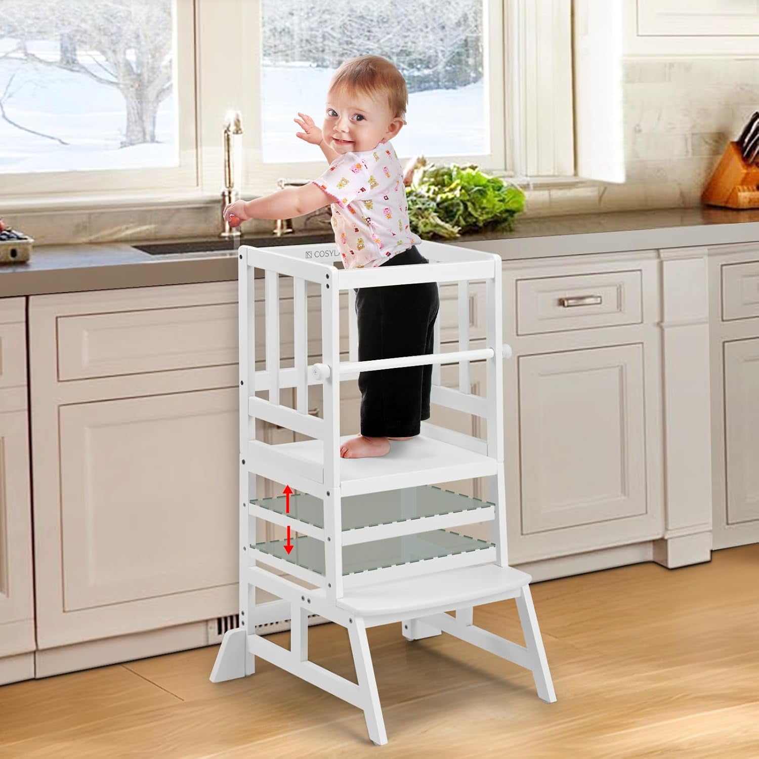 Kids Kitchen Step Stool, Height Adjustable Toddler Standing Tower ...