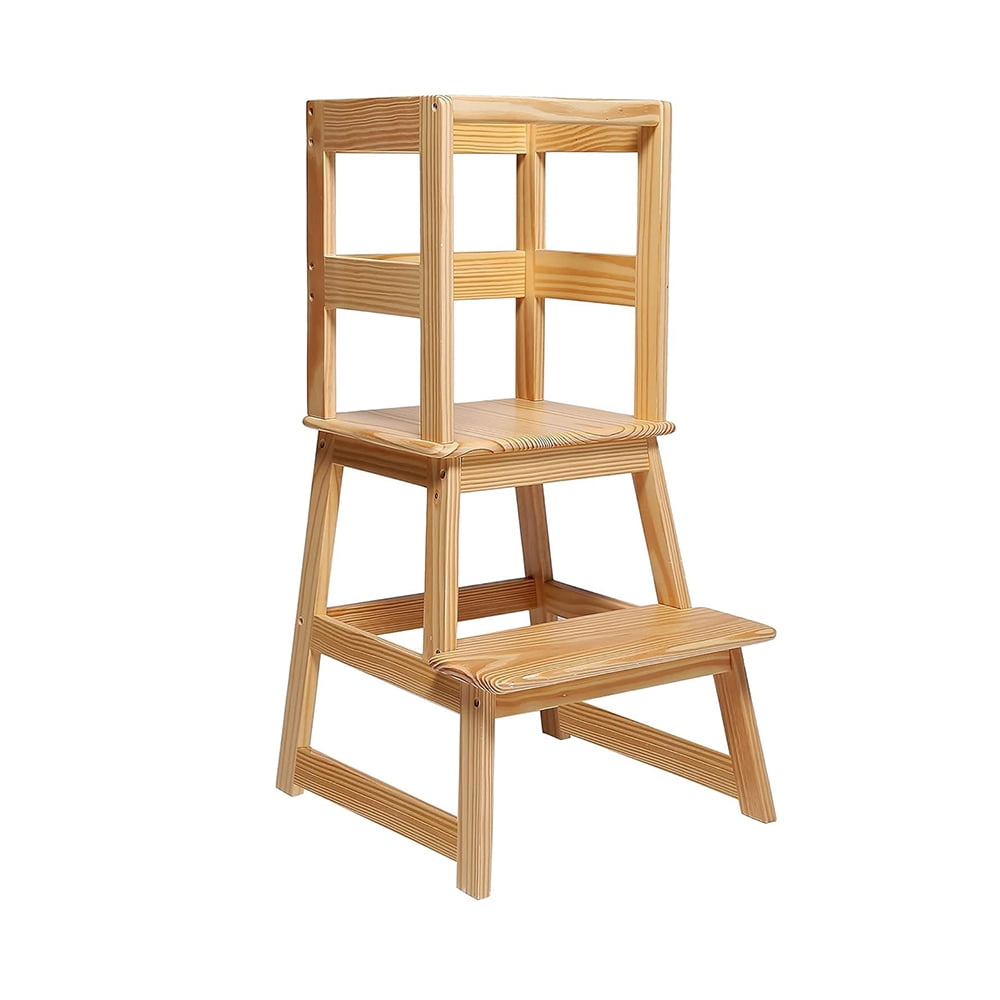 Kids Kitchen Step Stool Holds up to 150 Pounds with Rail, Wide Platform ...