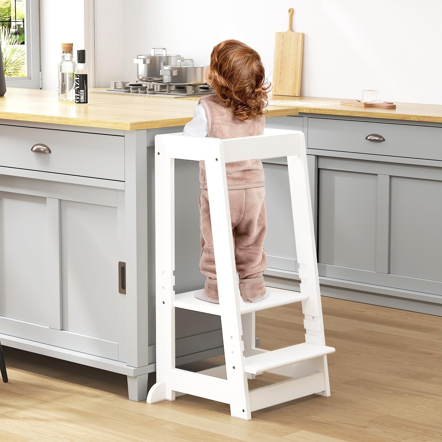 Kids Kitchen Step Stool, Step Stool for Toddlers, Adjustable Height ...