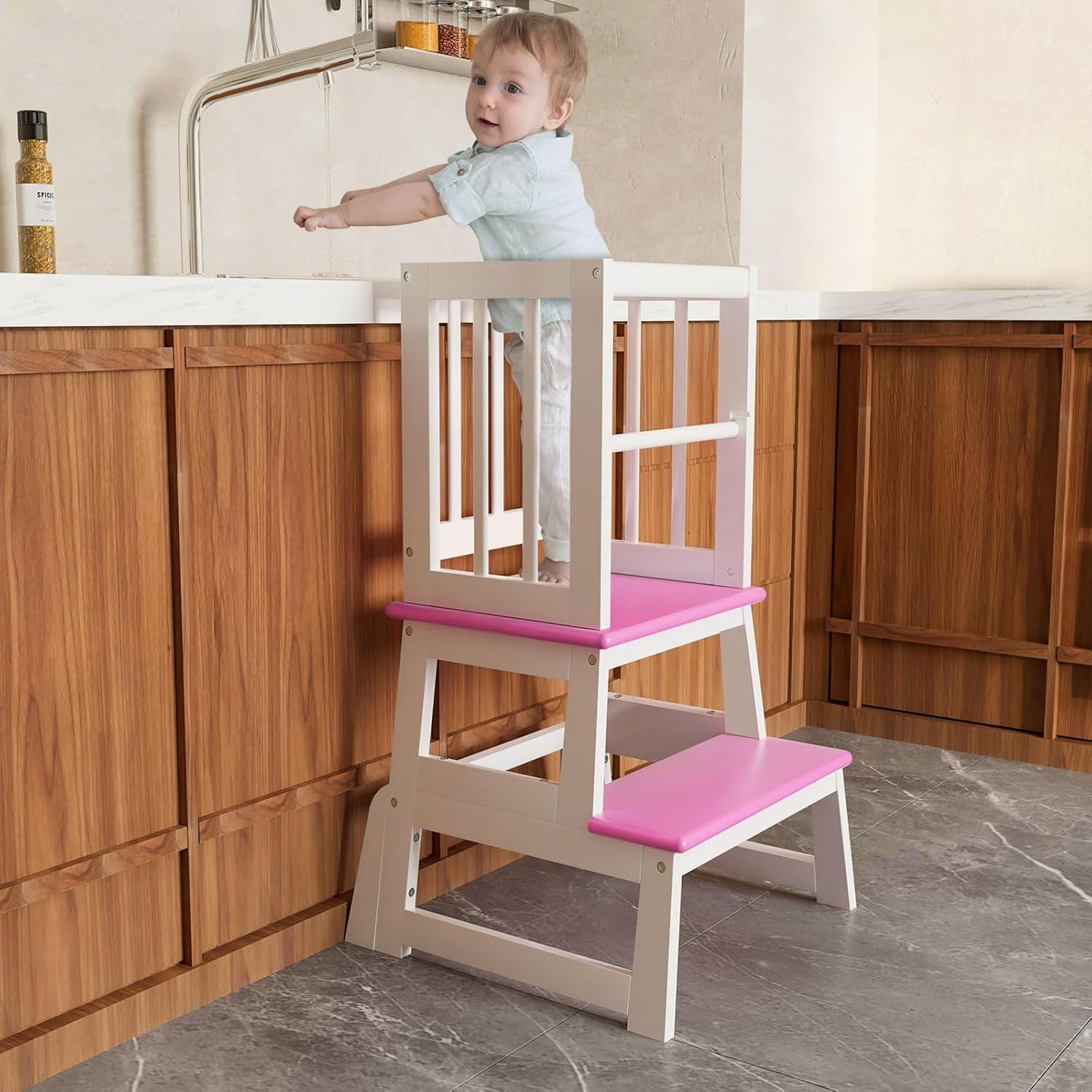 Kids Kitchen Step Stool, Toddler Montessori Learning Standing Tower ...