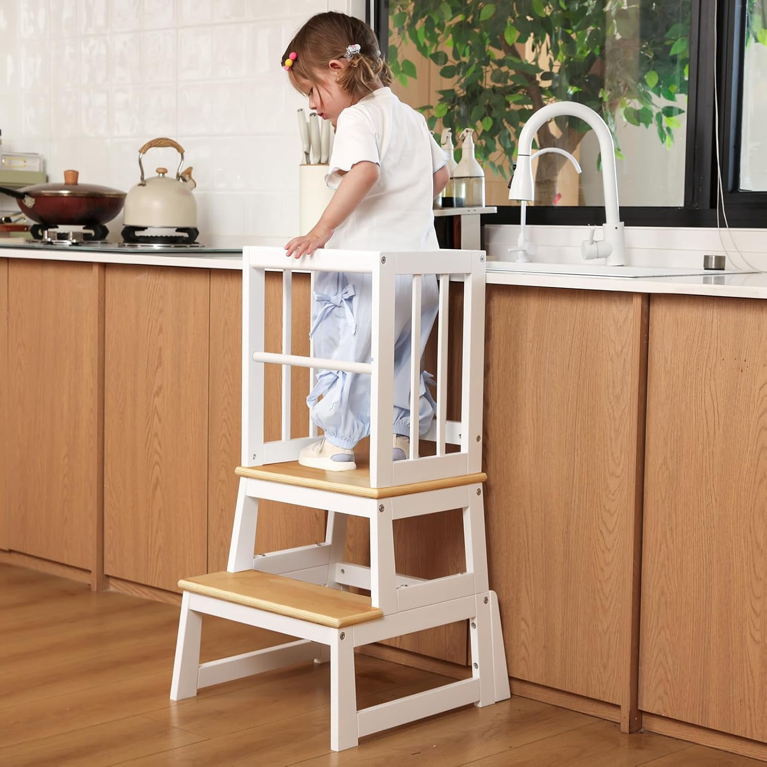 Kids Kitchen Step Stool, Toddler Montessori Learning Standing Tower ...