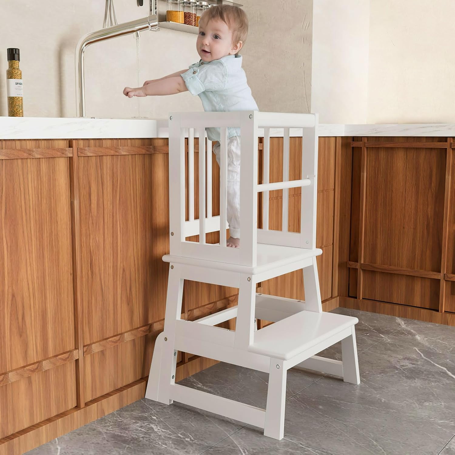 Kids Kitchen Step Stool, Toddler Montessori Learning Standing Tower ...