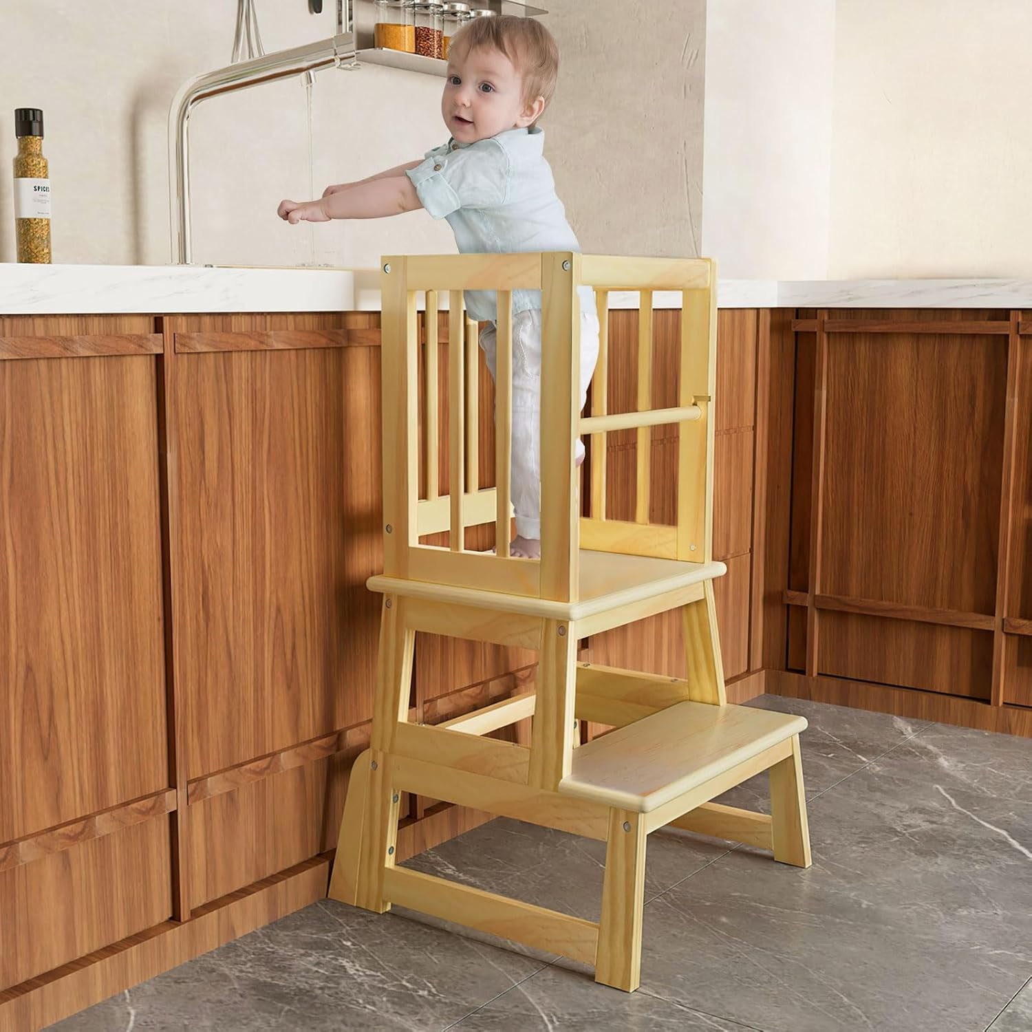 Kids Kitchen Step Stool, Toddler Montessori Learning Standing Tower ...