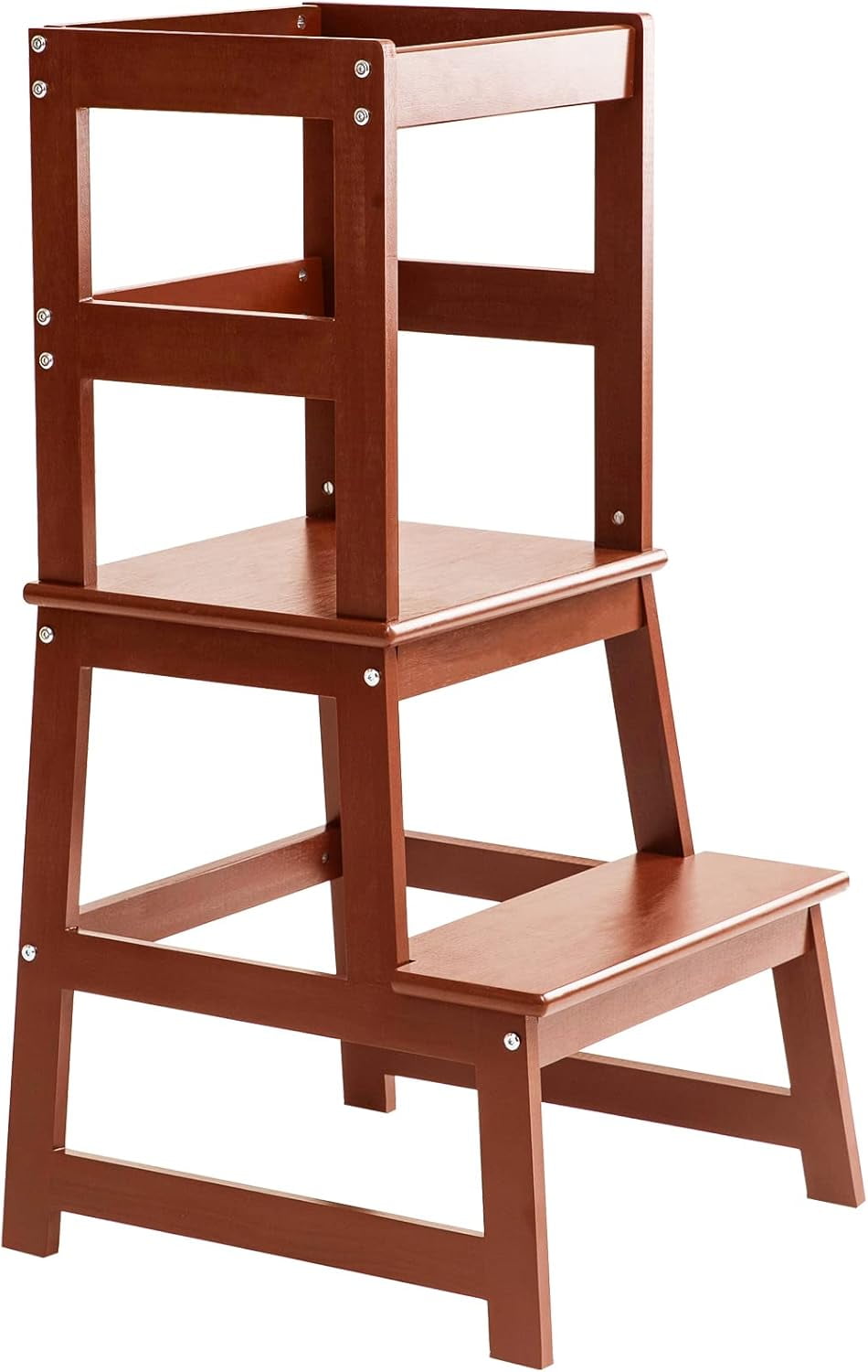 Kids Kitchen Step Stool with Safety Rail,Wooden Toddler Standing Tower ...