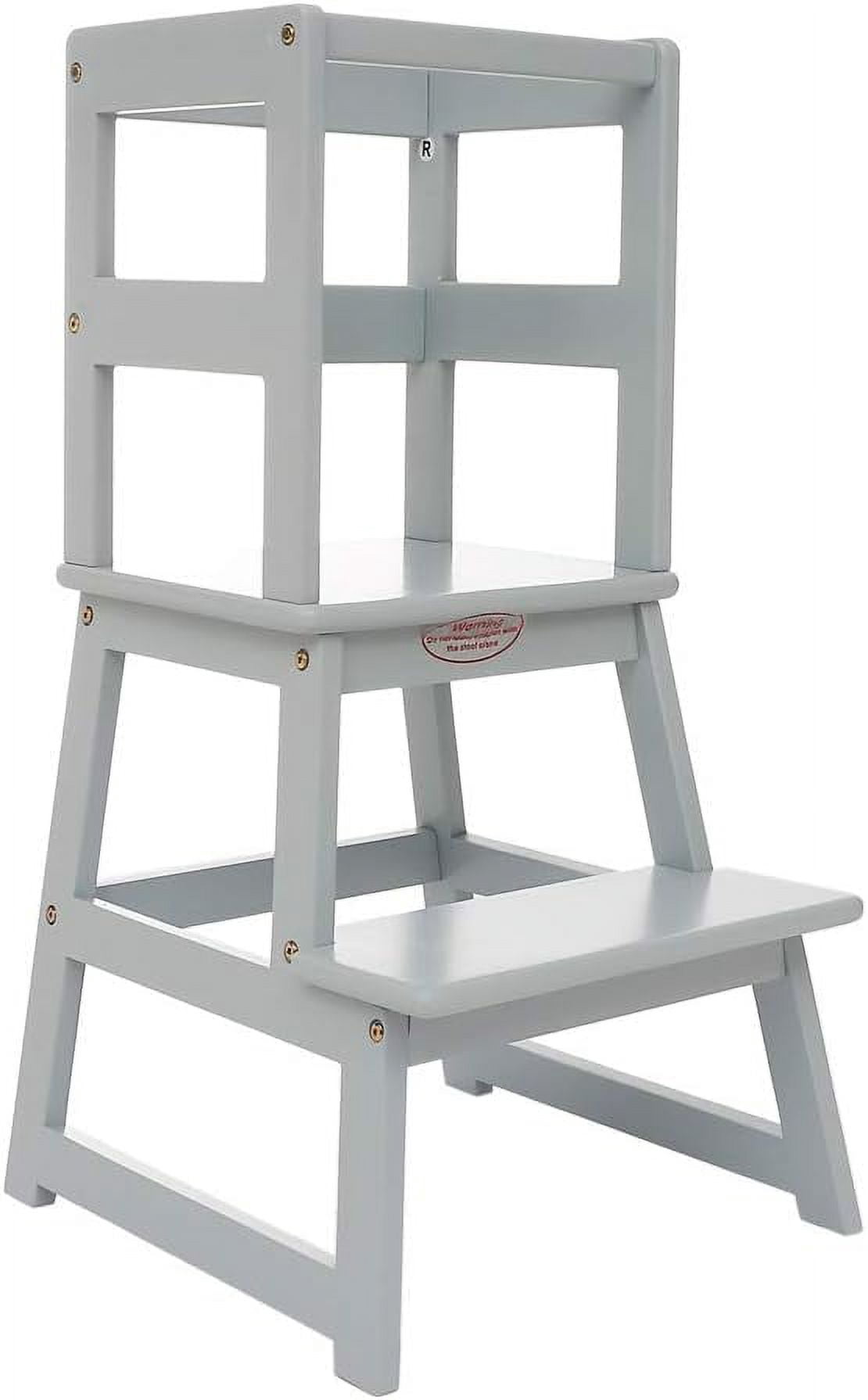 Kids Kitchen Step Stool with Safety Rail,Wooden Toddler Standing Tower ...