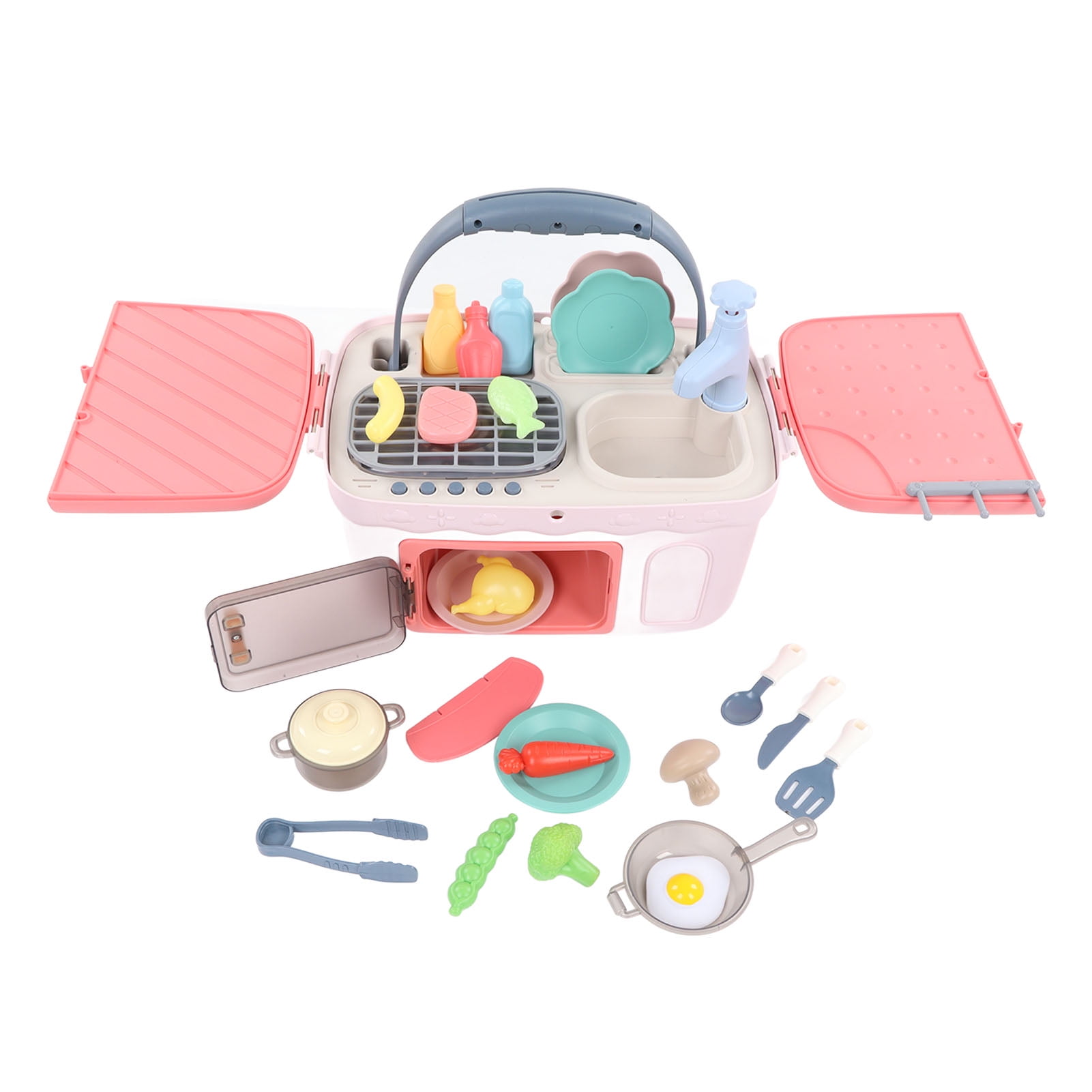 Kids Kitchen Toy Set Oven Dish Shovel Storage Basket Wok Electric ...