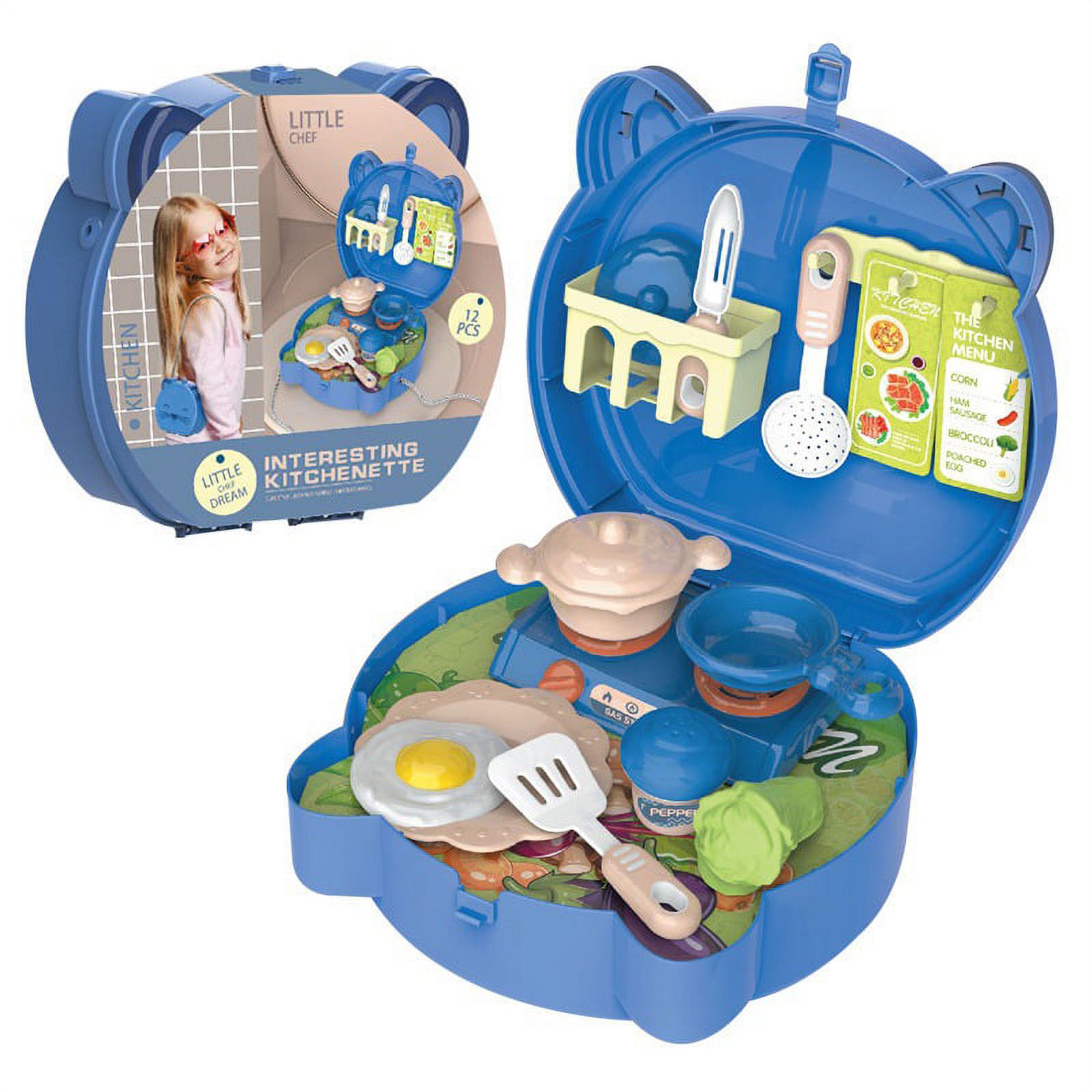 Kids Kitchen Toys Set, Pretend Play Chef Toys Set Shoulder Bag for ...