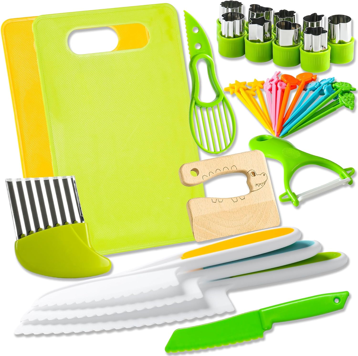 Kids Knife Set for Real Cooking: 40 Pcs Montessori Kitchen Tools for ...