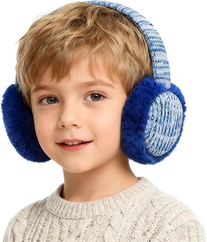 Kids Knit Ear Muffs Plush Warm Ear Muffs Winter Cold Weather Ear Warmer ...