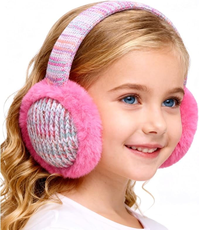 Kids Knit Ear Muffs Plush Warm Ear Muffs Winter Cold Weather Ear Warmer ...
