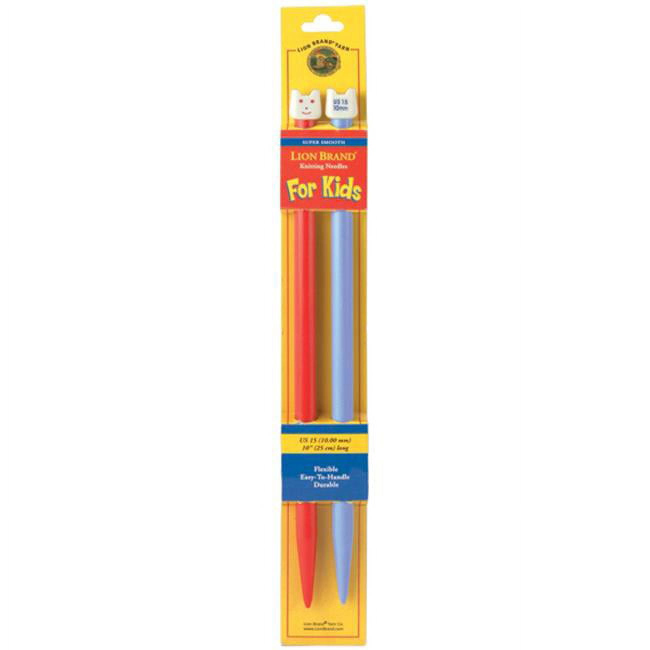 Kids Knitting Needles 10"-Size 15/10mm, Pk 5, Lion Brand - Walmart.com