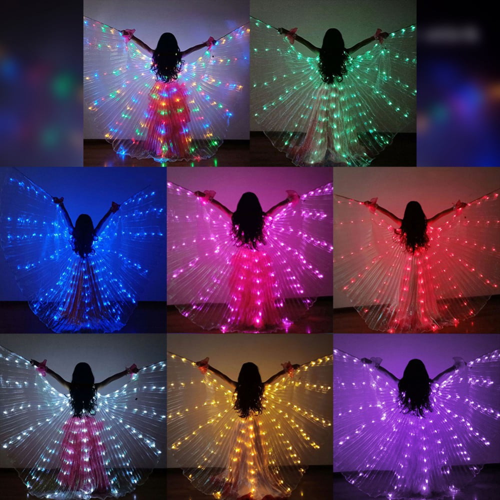 Kids LED Lights Belly Dance Butterfly Capes Performance Wings Props Glow In The Dark Light Up ...