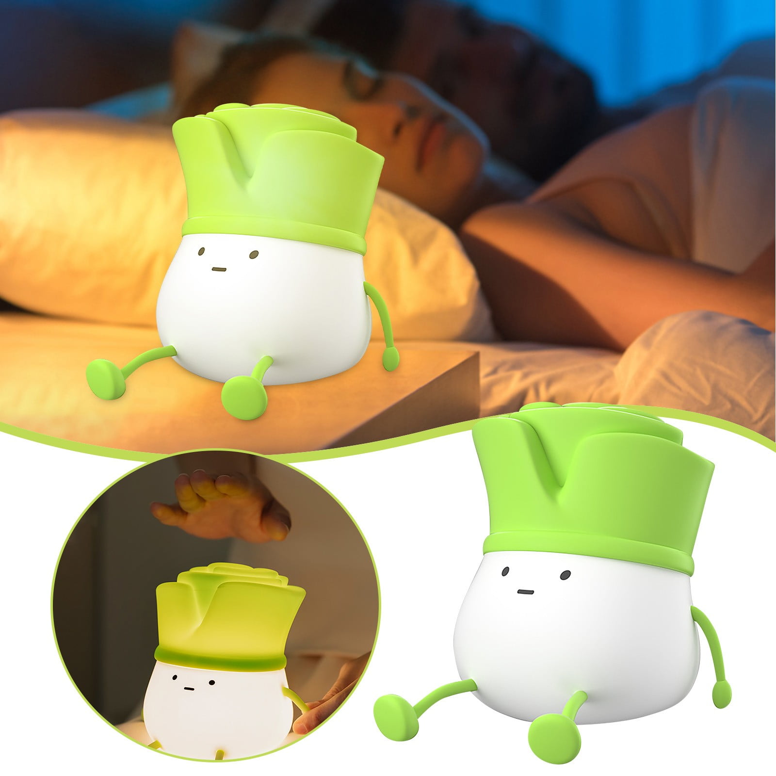 Kids LED Night Light Chive Silicone Clap Lamp Cute Chive Vegetable ...