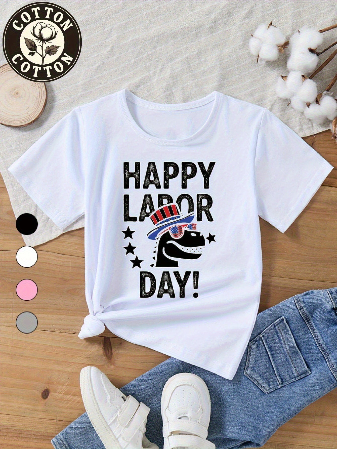 Kids' Labor Dinosaur Patriotic T-Shirt - Cute Cartoon Dinosaur in Uncle ...