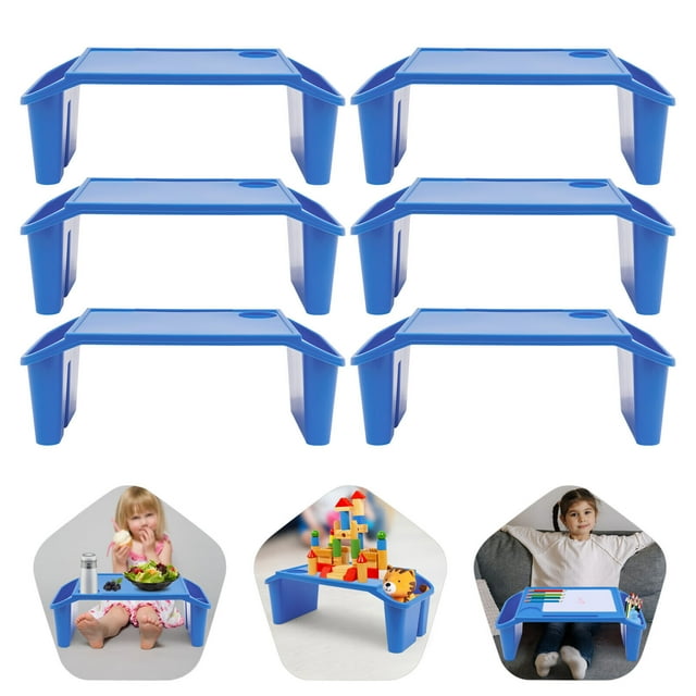 Kids Lap Desk Tray, Plastic Breakfast Laptop Trays with Side Pockets ...