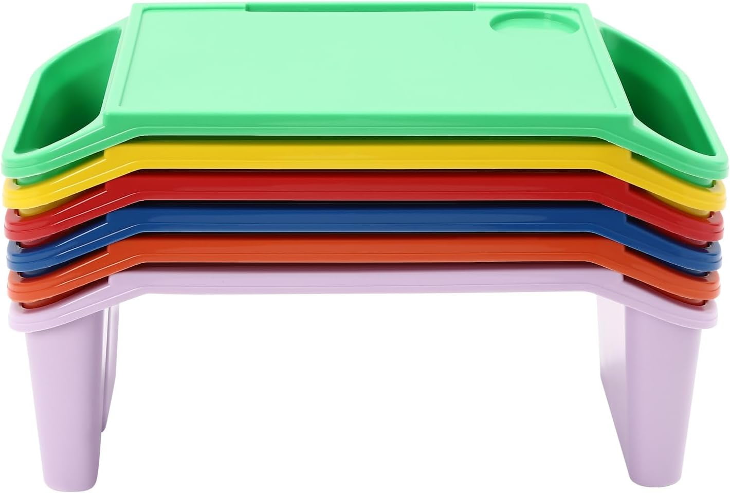 Kids Lap Desk Tray, Plastic Breakfast Laptop Trays with Side Pockets ...