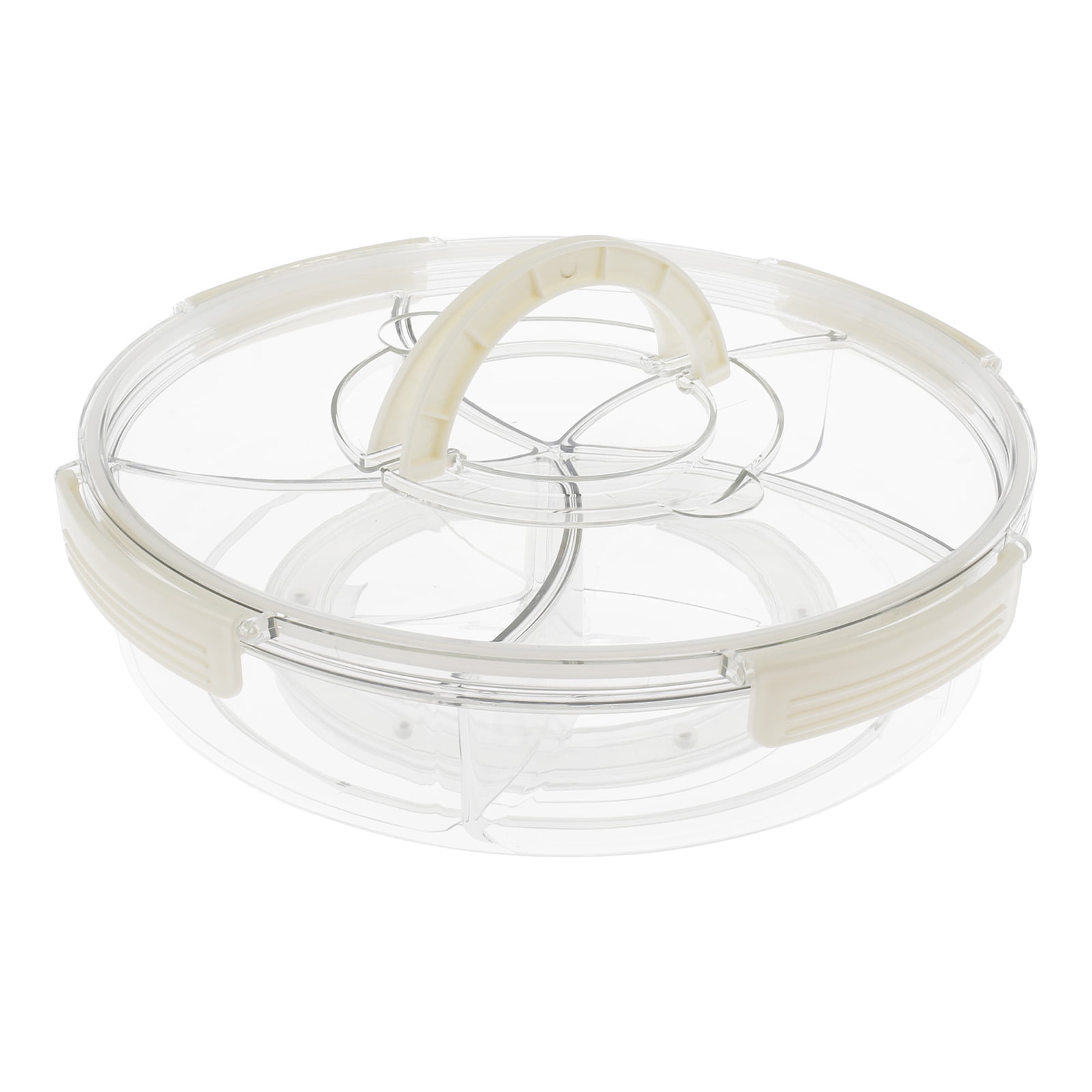 Kids Large Snack Spinner Divided Serving Tray with Lid and Handle ...