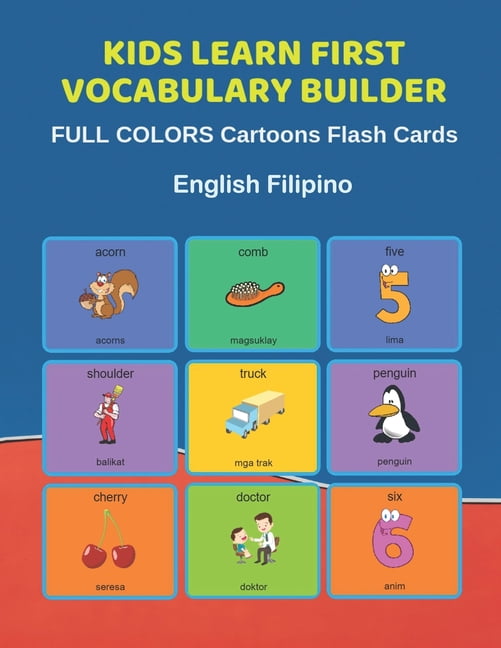 Kids Learn First Vocabulary Builder FULL COLORS Cartoons Flash Cards ...