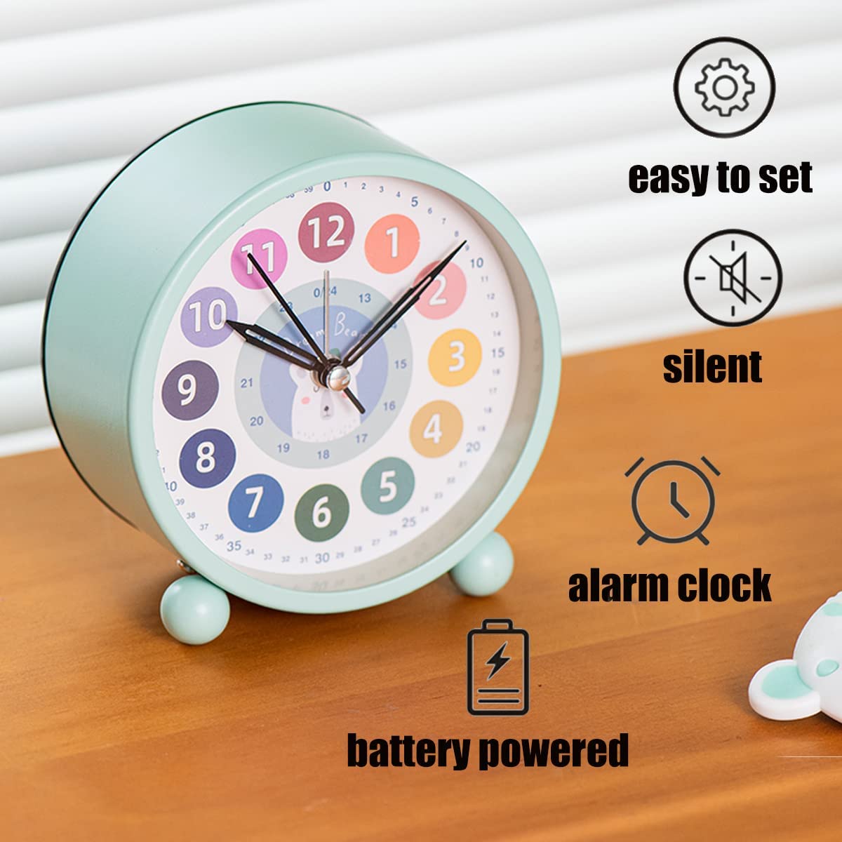Kids Learning Alarm Clock for Boys/Girls , Silent Small Cute Table ...