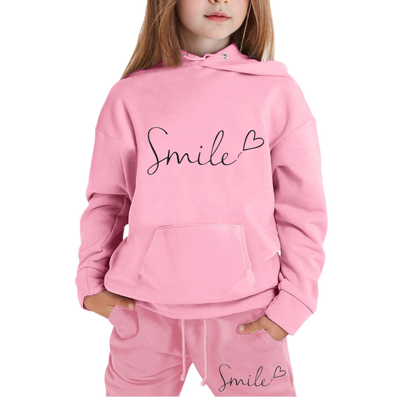 Kids Letter Print Hoodie and Pants Outfit Set Cozy Long Sleeve Casual ...
