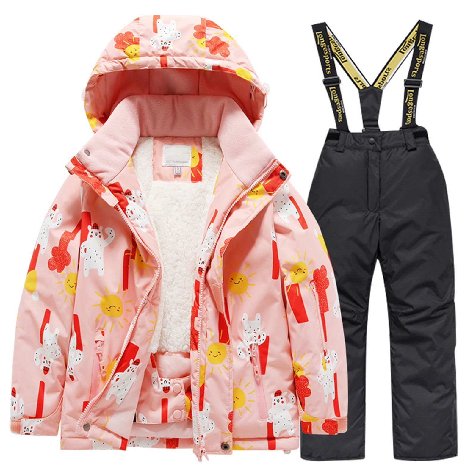 Kids Lined Ski Jacket Pants Set Winter Snowboarding Rain Coats Girls ...