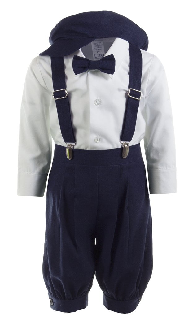 Kids Linen Knicker 5 Piece Set in with Bow Tie and Pageboy Hat ...